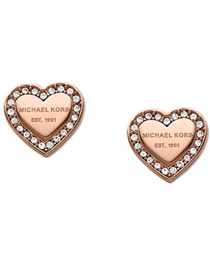 Michael Kors Rose Gold Tone Signature Heart Stud Earrings
