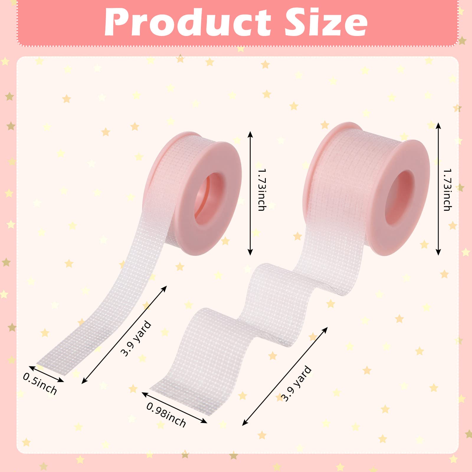 Maitys 2 Rolls Eyelash Tapes 7.8 Yards Total Adhesive Silicone Gel Lash Tapes for Eyelash Extension Breathable Cross Texture Direction Soft Lash Extension Tape Under Eye Eyelash Extension Supplies
