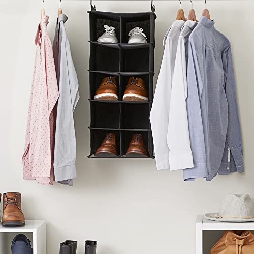 Household Essentials 10 Pocket Closet Hooks Hanging Shoe Organizer, Black