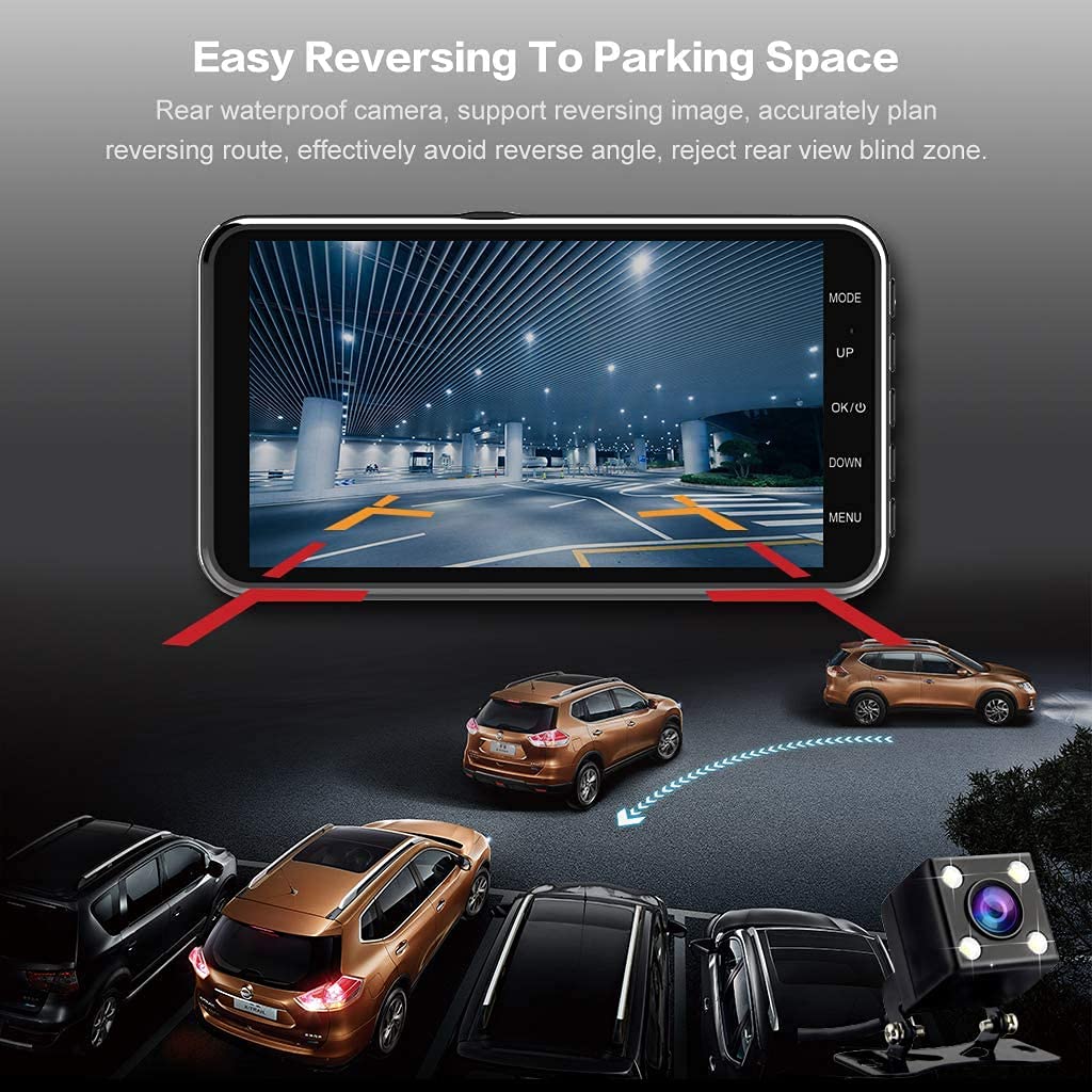 Dash Cam for Car Front Rear Dual Car Camera 4" IPS 1080 Driving Recorder 170°Wide Angle with Backup Camera,G-Sensor, WDR Loop Recording,DVR Parking Monitor,Night Vision,Motion Detection[2022 New]