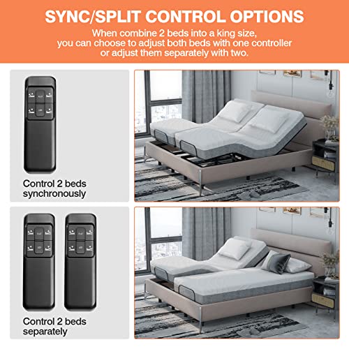 Giantex Twin XL Adjustable Bed Frame w/ 8β Cool Gel Infused Memory Foam Mattress, Electric Adjustable Bed Combo w/Head & Foot Adjustment, Remote Control, LED Light & Dual USB Ports, Convoluted Foam