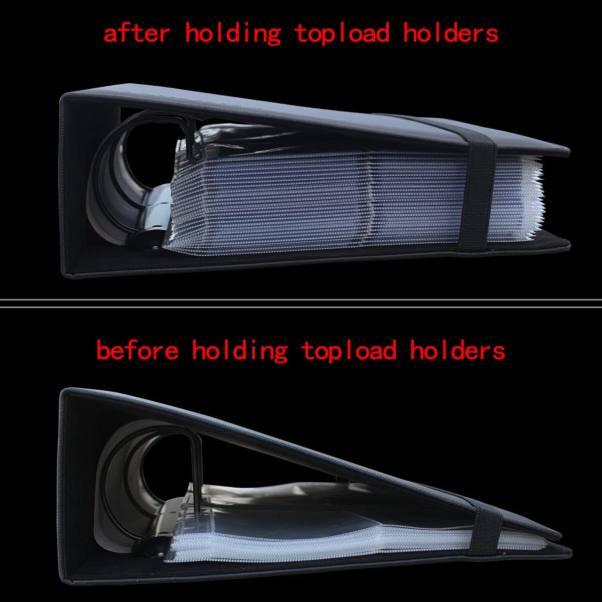 TURKRA Toploaders Binder with 25 Pages, 3-Ring Top Loaders Holder Album Holds 150 3" x 4" Standard Toploaders Hard Holders(Black)