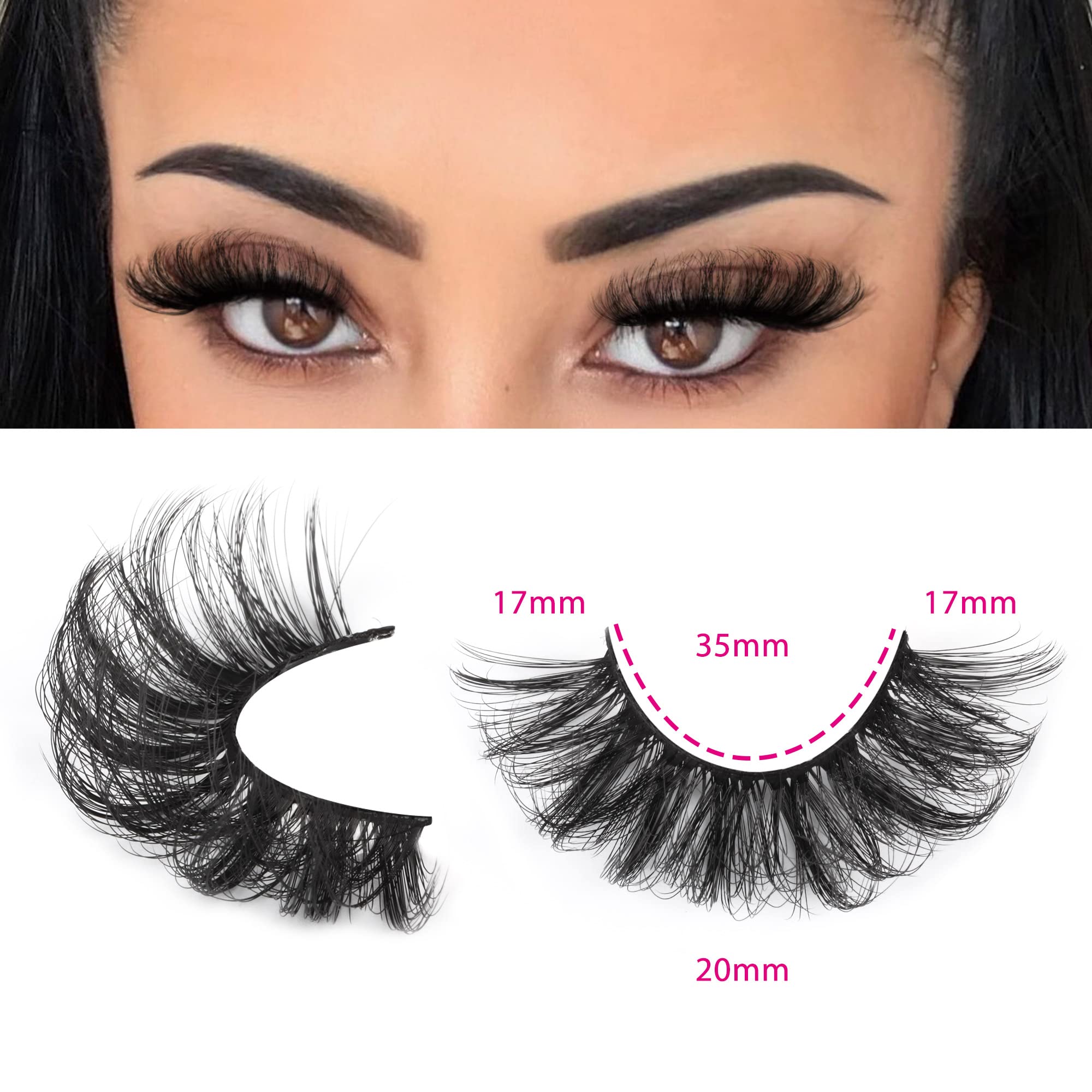 Focipeysa Lashes Mink Fluffy Wispy False Eyelashes 20mm Dramatic Faux Mink Eyelashes D Curl Long Fake Lashes Pack Look Like Extension