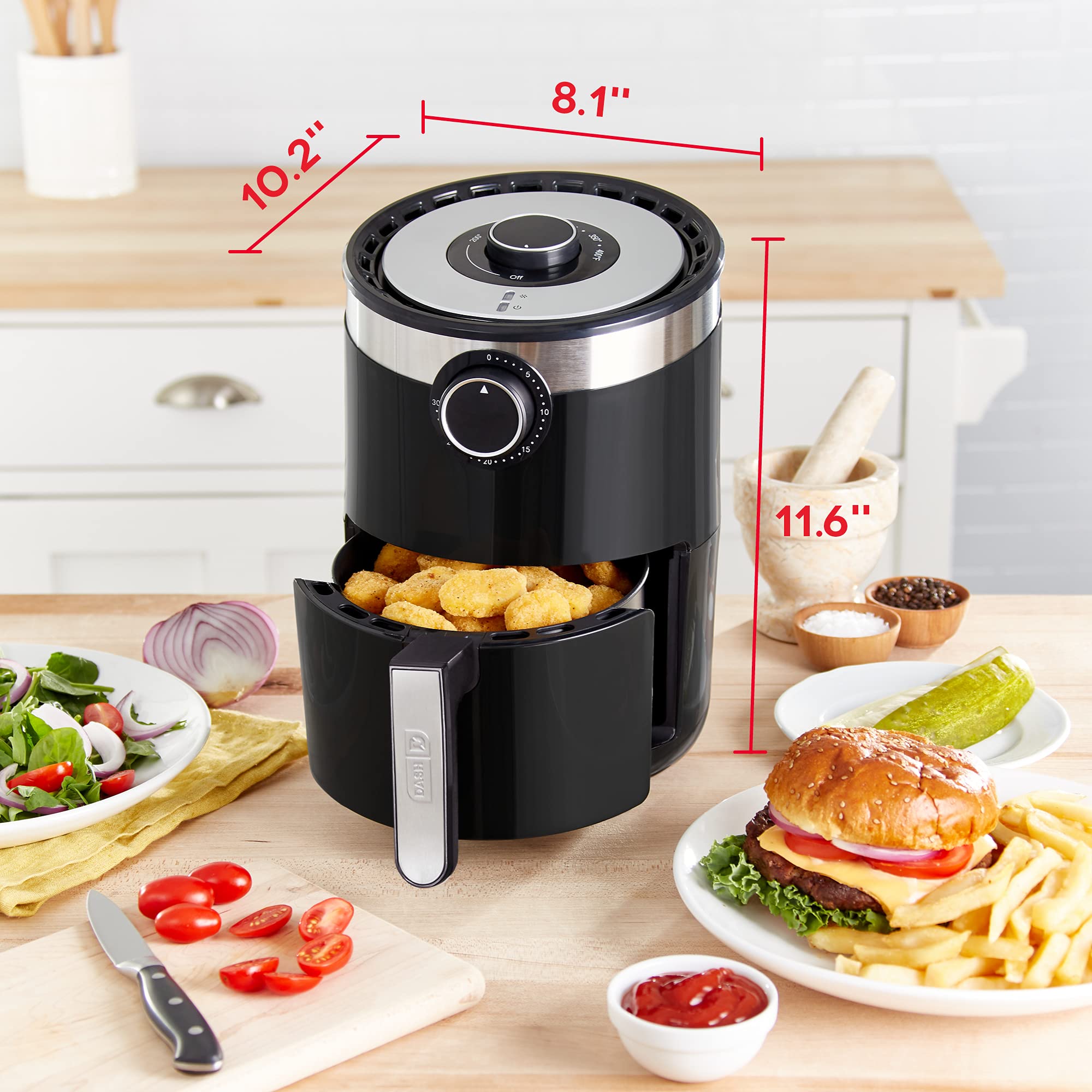 Dash DCAF250GBBK02 Aircrisp® Pro Compact Air Fryer + Oven Cooker with Temperature Control, Non Stick Fry Basket, Recipe Guide + Auto Shut Off Feature, 2qt, Black