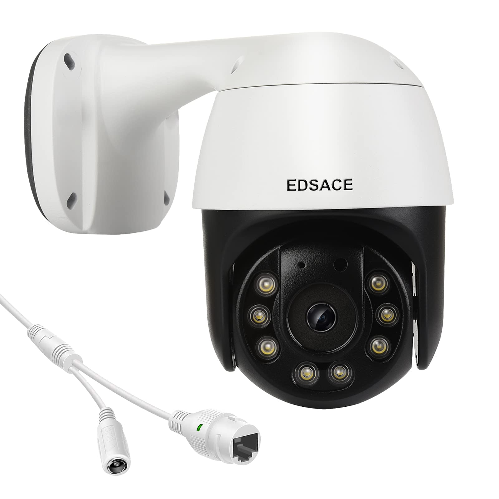 EDSACE 2K PoE Security Camera Outdoor, HD 3MP Power Over Ethernet Camera with 2-Way Audio, 98ft Color Night Vision, AI Human Detection, IP66 Weatherproof, 360° Pan&90° Tilt,Work with nvr,pc