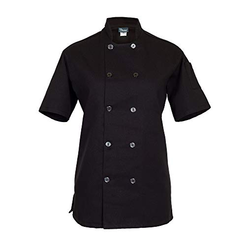 Fame Women?s Basic Short Sleeve Chef Coat C100PS - Black/XL (WFA83209BKXL)