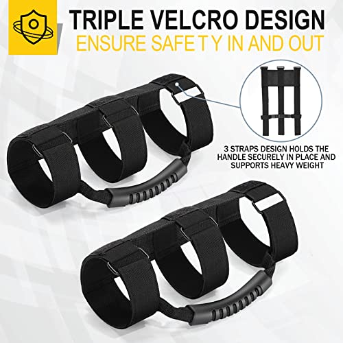 moveland 2 Pack Grab Handle Set Compatible with Jeep Wrangler TJ YJ JK, Easy-to-Fit 3 Straps Design for 1955-2023 Models (Black)