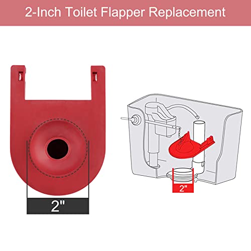 Hibbent 2 Pack Toilet Flappers Replacement Compatible with Kohler Shark-Fin Flapper Replacement Kit by Hibbent,2 Inch Toilet Flapper with Stainless Chain,Water Saving, Easy to Install