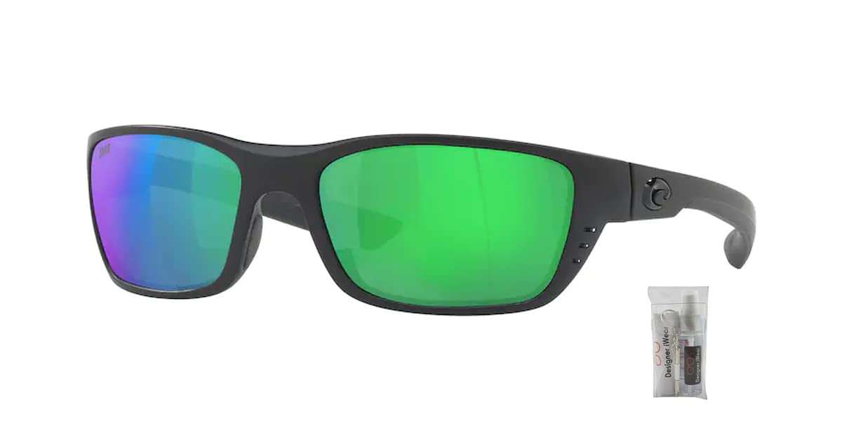 Costa Del Mar Whitetip 6S9056 905605 58MM 01 Blackout/Green Mirror 580P Plastic Polarized Square Sunglasses for Men + BUNDLE With Designer iWear Eyewear Kit