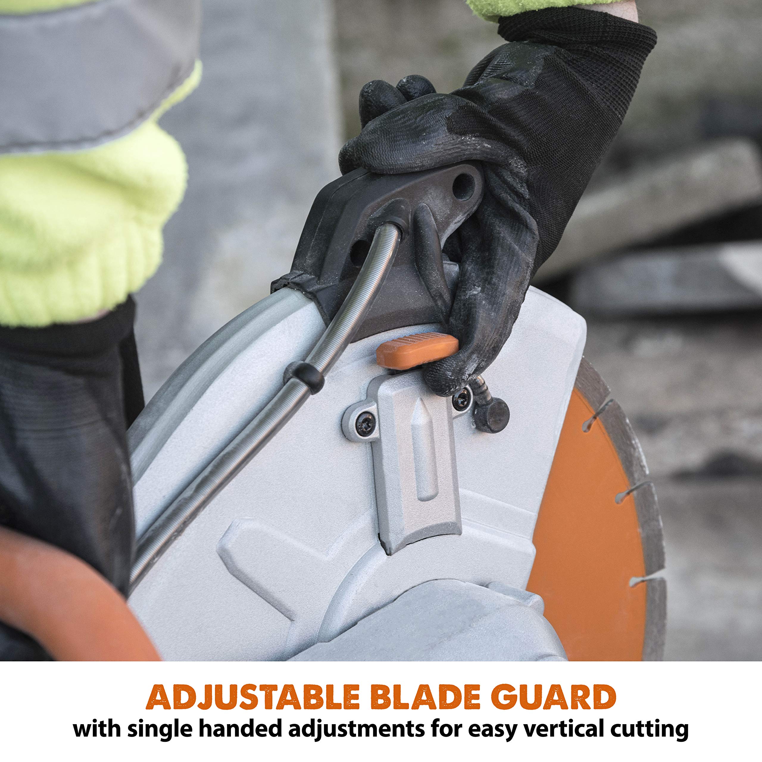 Evolution R300DCT+ 12 Inch Concrete Saw with Water Fed Dust Suppression (Aka Circular Saw, Angle Grinder, Cut Off Saw, Demo Saw, Masonry) Electric, No Gas, 4-1/2" Cut - Incl Premium Diamond Blade