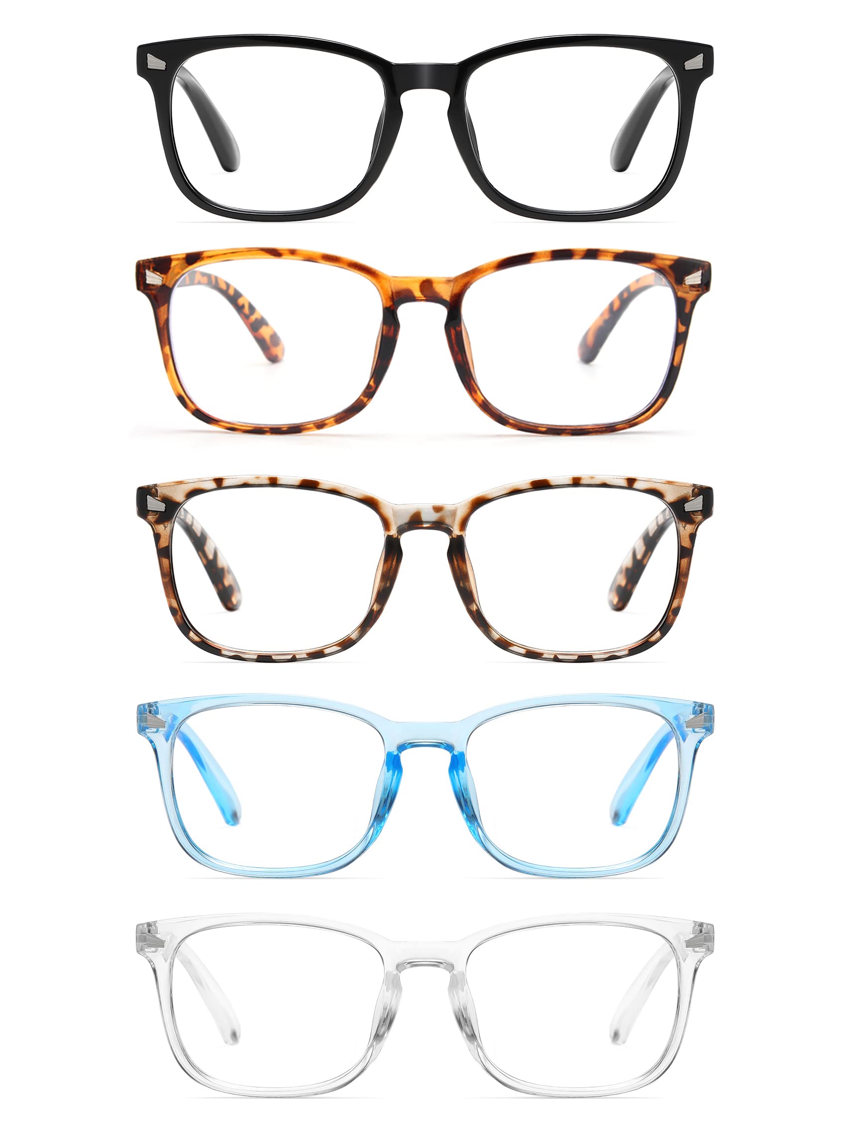 CCVOO 5 Pack Reading Glasses Blue Light Blocking, Filter UV Ray/Glare Computer Readers Fashion Nerd Eyeglasses Women/Men (*C1 Mix, 1.75)