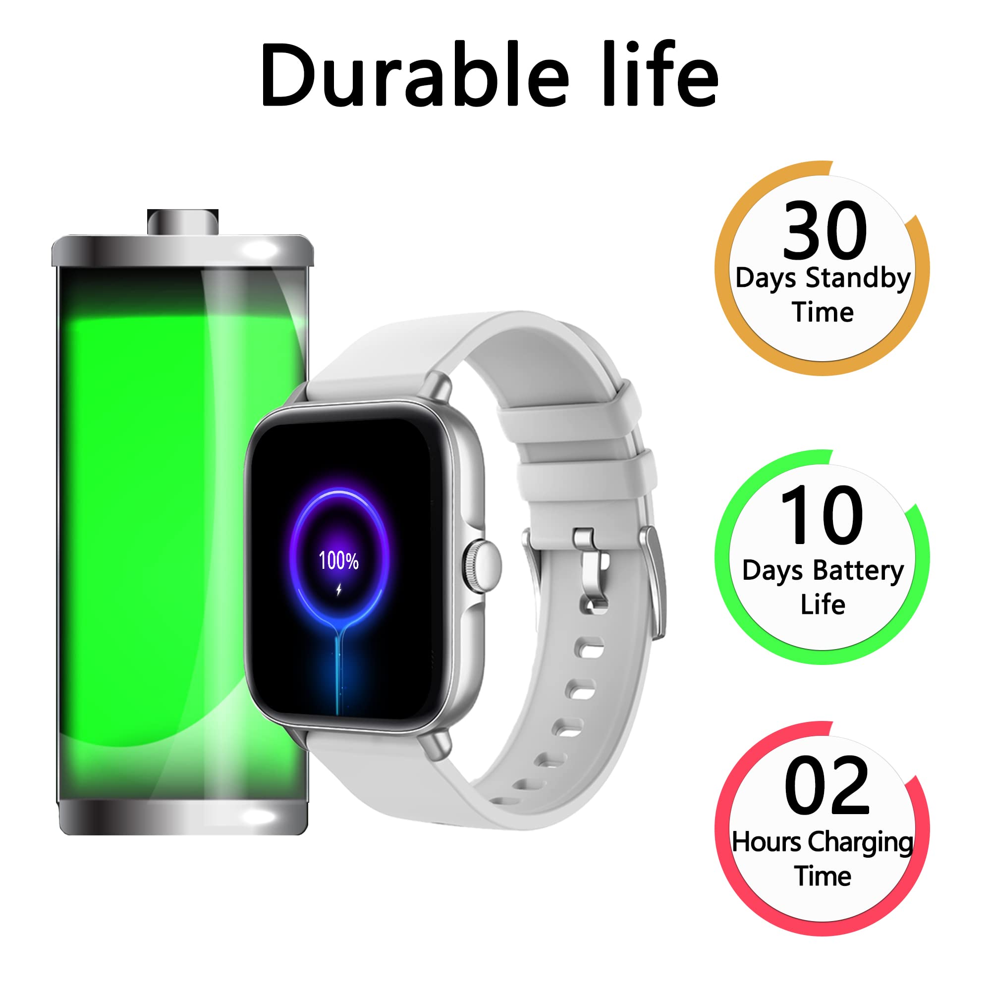 DXPICR [2 Watches] Smart Watch(Call Receive/Dial), Full Touch Screen SmartWatch for Android and iOS Phones Compatible Fitness Tracker with Heart Rate,Sleep,Blood Oxygen,Step Counter