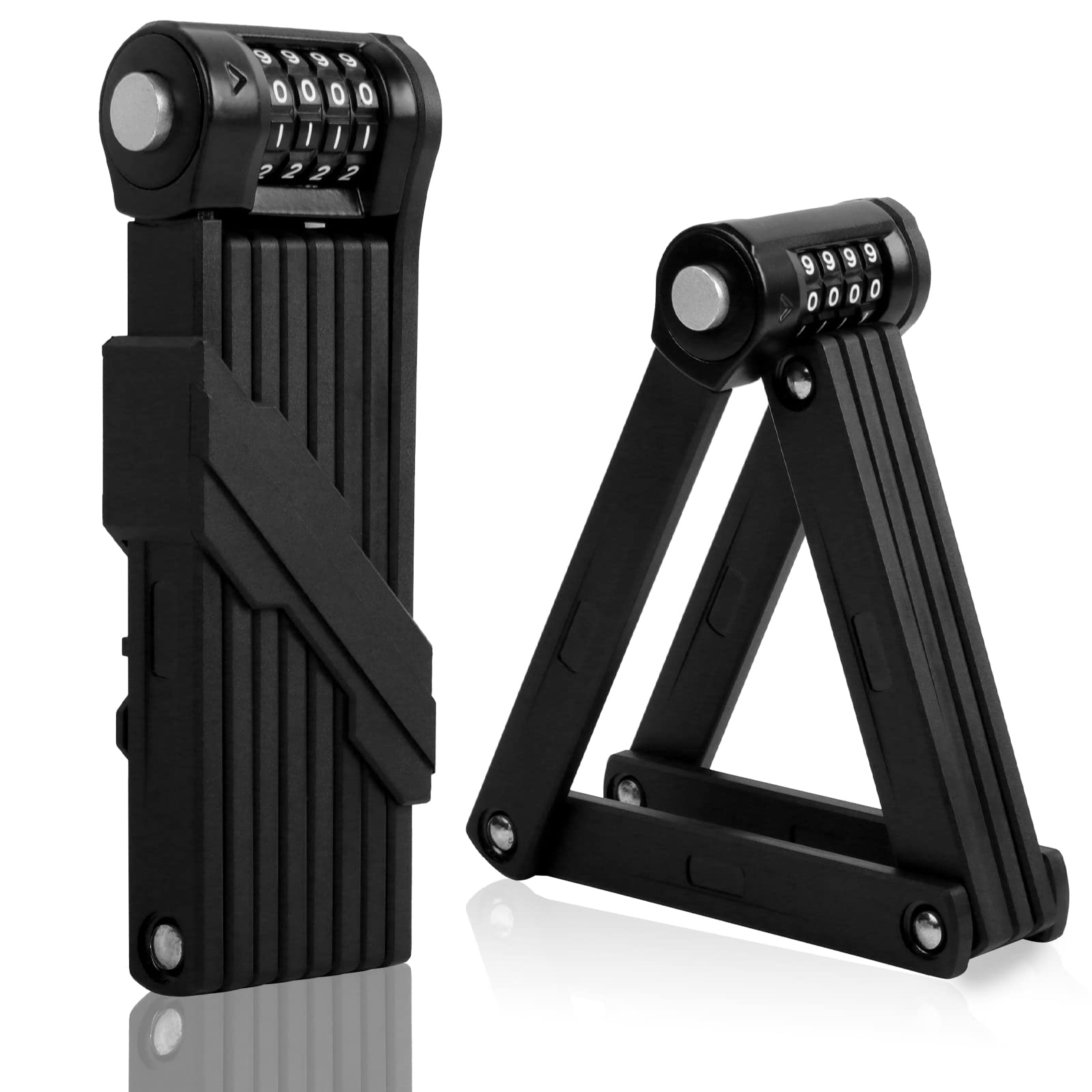 Dreamoon Folding Bike Lock, Compact 8 Joints Bicycle Lock Combination, Heavy Duty Alloy Steel Foldable Chain Lock, with 4-Digit Resettable Combination Password, for ebike Bike Scooter