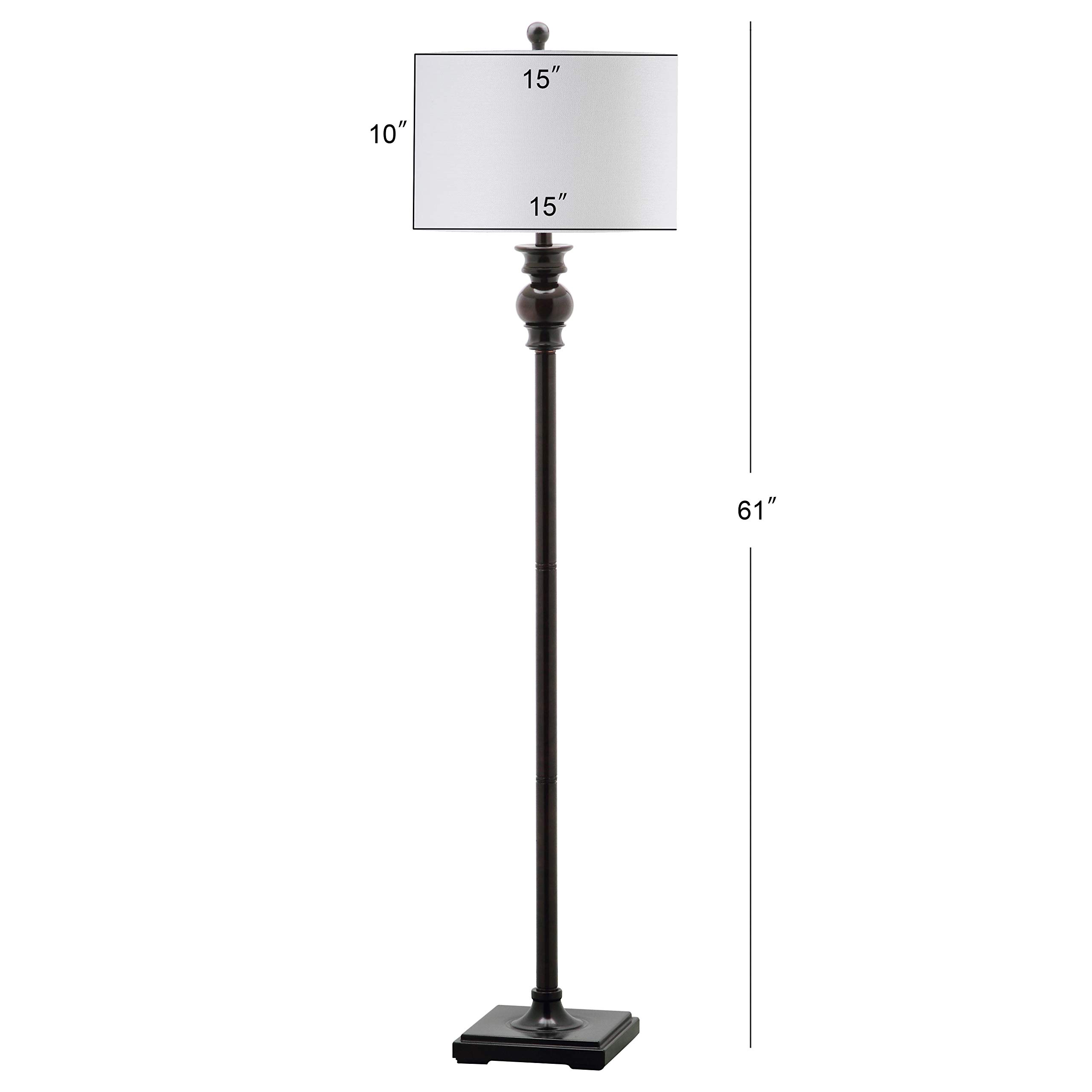 SAFAVIEH Lighting Collection Alphie Rustic Farmhouse Ebony 61-inch Living Room Bedroom Home Office Standing Floor Lamp (LED Bulb Included)