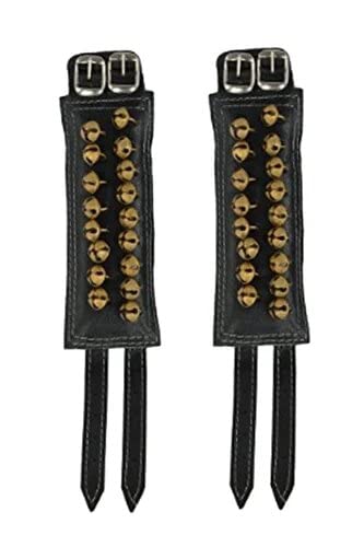 Dreams@Bharatanatyam Two Line Black Leather Anklet Bells Ghungroo with Adjustable Strap