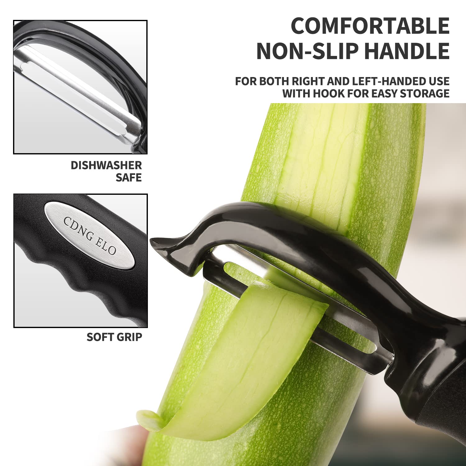 CDNGELO Professional Fruit and Vegetable Peeler Set of 2 for Potatoes, Apples, Kitchen Rotary Serrated Potato Peelers