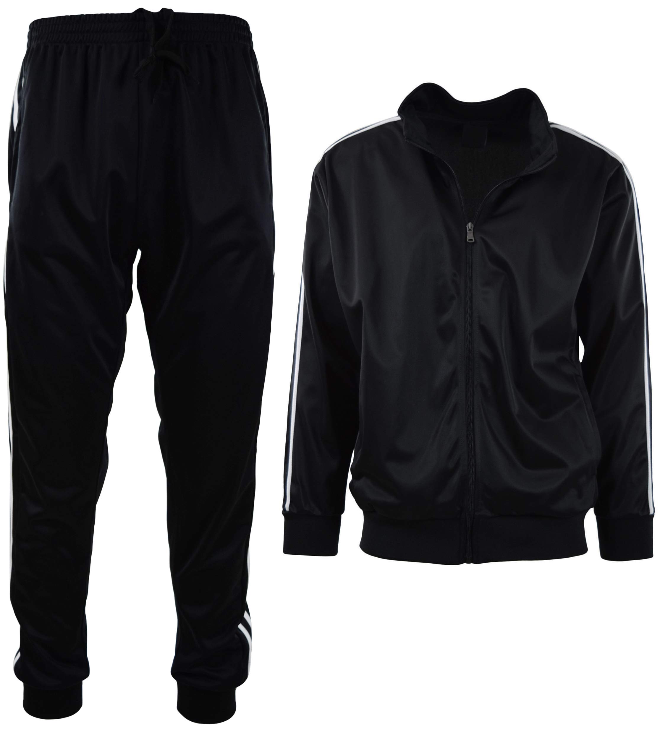 ChoiceApparel Mens Athletic 2 Piece Tracksuit Set (3XL, 888-Black)
