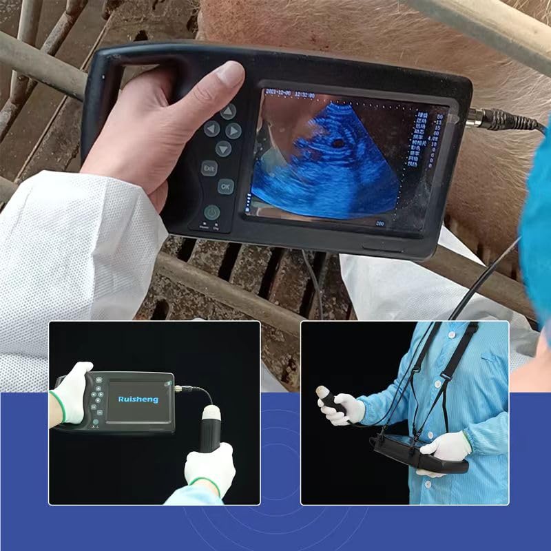 M6 Portable Veterinary Ultrasound Scanner 5.7" LED Display for Pregnancy Pig Sheep Goat Use Only Vet Handheld Scanner with Mechanical Probe