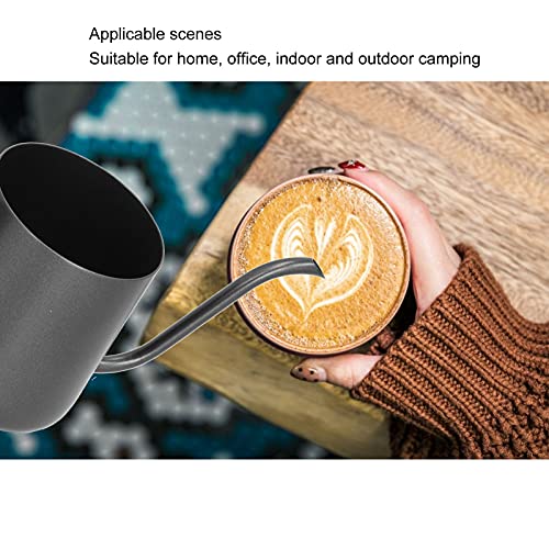 Ikunde 250ml Stainless Steel Hanging Ear Coffee Pot Gooseneck Spout Tea Kettle Pour Over Pot Black