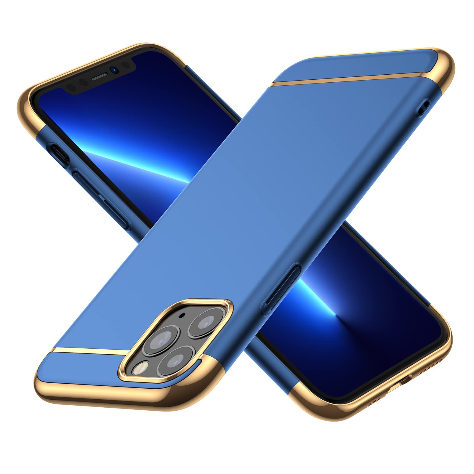 CROSYMX iPhone 11 Pro Case, 3 in 1 Ultra Thin and Slim Hard Case Coated Non Slip Matte Surface with Electroplate Frame for Apple iPhone 11 Pro (5.8'')(2019) - Dark Green
