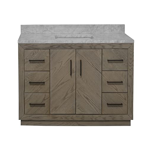 Peyton 48-inch Bathroom Vanity (Carrara/Gray Oak): Includes Gray Oak Cabinet with Stunning Carrara Marble Countertop and White Ceramic Sink