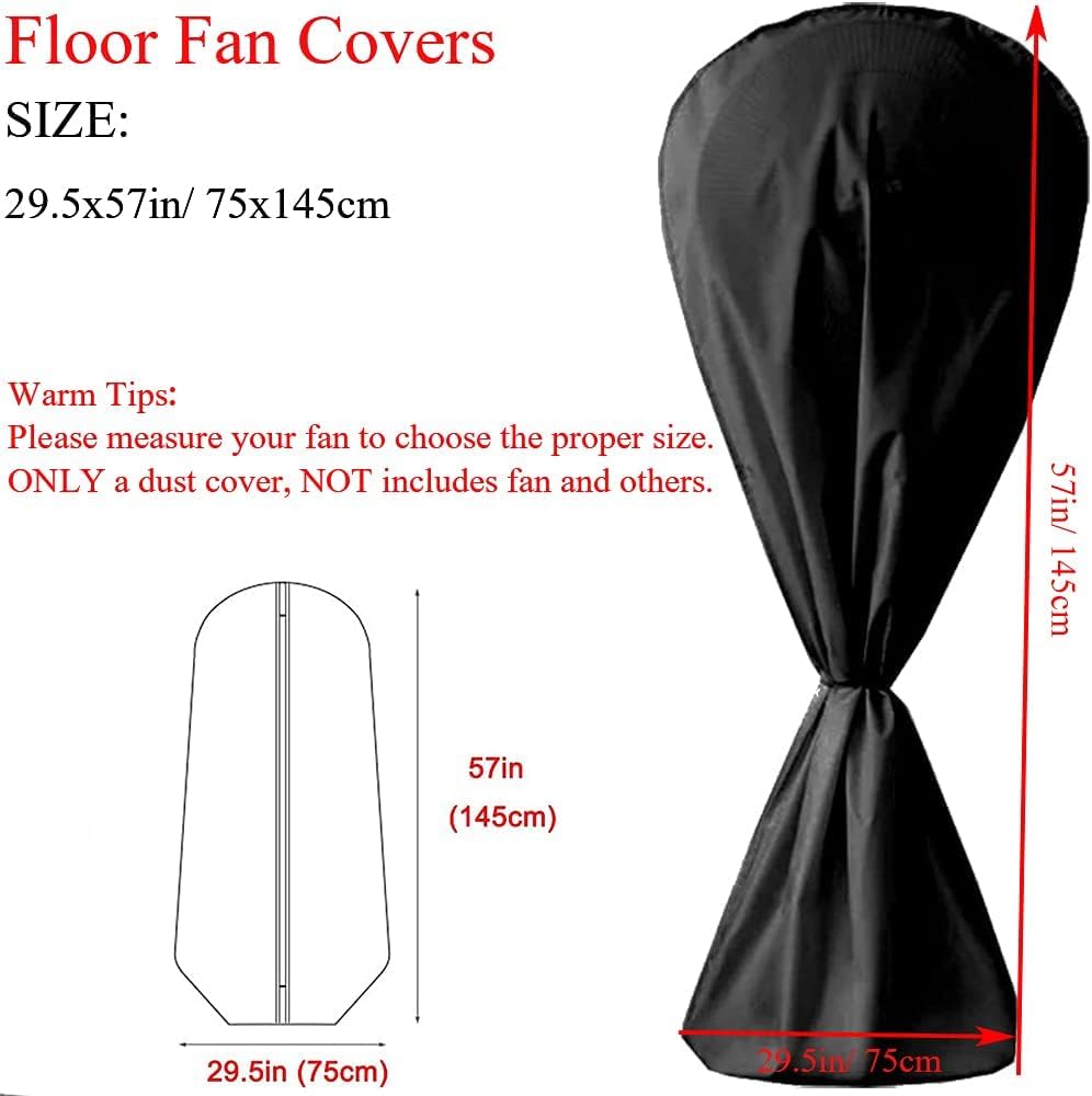 UCARE Fan Cover Dustproof Standing Pedestal Round Floor Electric Fan Dust Covers Household Patio Fans 420D Heavy Duty Oxford Cover Waterproof Floor Covers for Indoor Outdoor (Black)