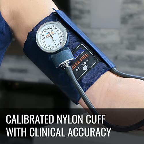 MABIS Precision Series Aneroid Sphygmomanometer Manual Blood Pressure Set with Calibratrated Nylon Cuff and Carrying Case, Adult, Latex Free