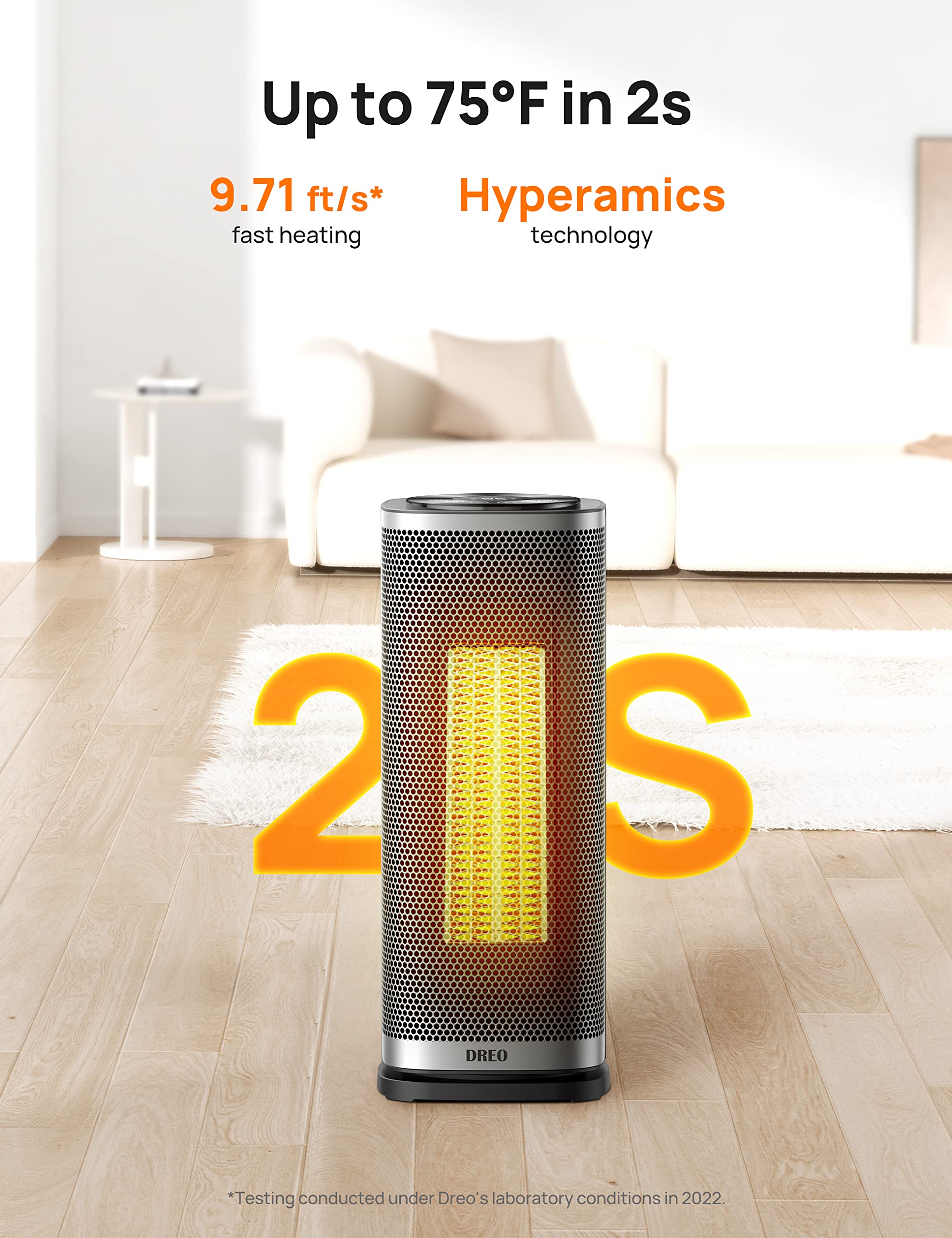 Dreo Space Heater for Bedroom, 70 ° Oscillation, Fast Heating Ceramic Electric with Digital Thermostat, Remote Control, 1-12H Timer, Overheat Protection, Safety Heater for Indoor Use Large Room