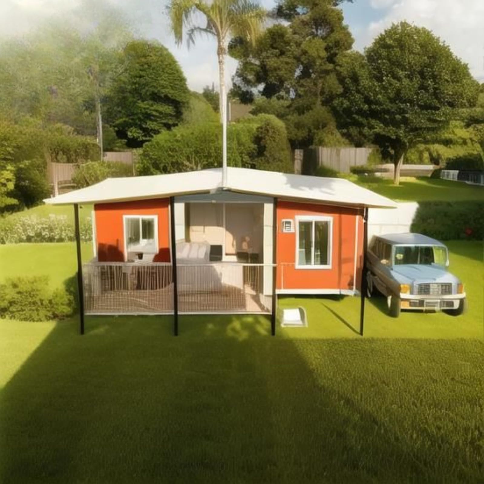 Container Tiny Home, Luxury Modern Prefab Insulated Home, Mobile Expandable Tiny House for Living with Customizable Design, Waterproof, Two & Three Room Options, Available in 20ft, 40ft Sizes
