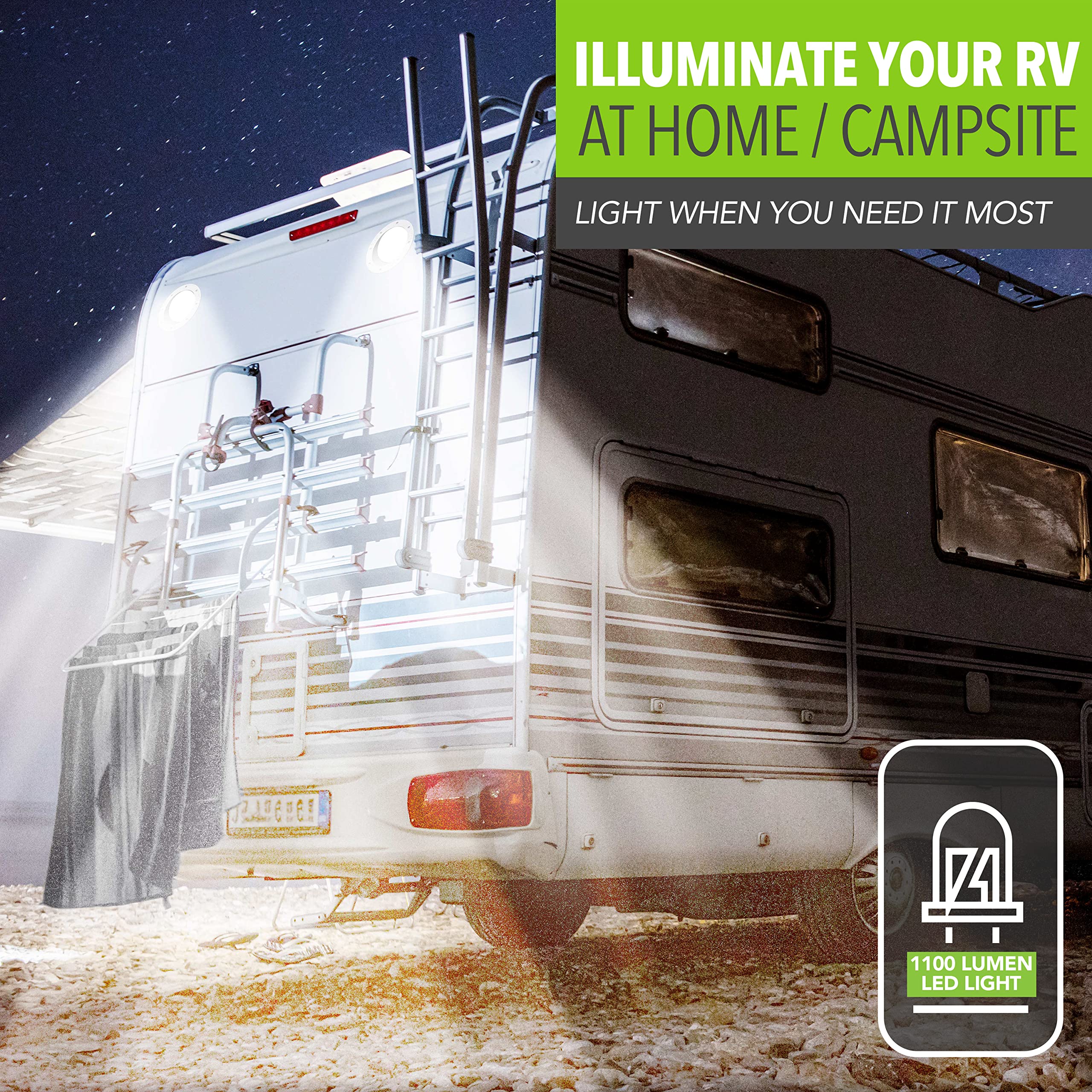 Leisure LED RV Exterior Round Flood Porch Utility Light - White 12v 1100 Lumen Lighting Fixture Replacement Lighting for Weekend Warrior RVs, Trailers, Campers, 5th Wheels (White)