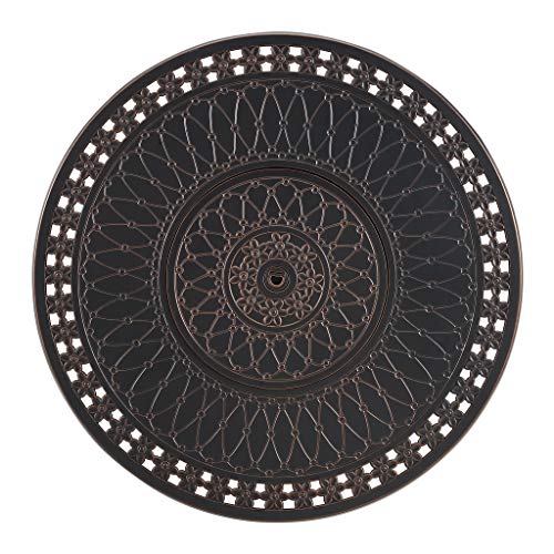 Fire Sense 63691 Columbia Floral Aluminum Convertible Gas Fire Pit Table 37,000 BTU Multi-Functional Outdoor with Fire Bowl Lid, Nylon Weather Cover & Clear Fire Glass - Bronze Finish - Round - 33"