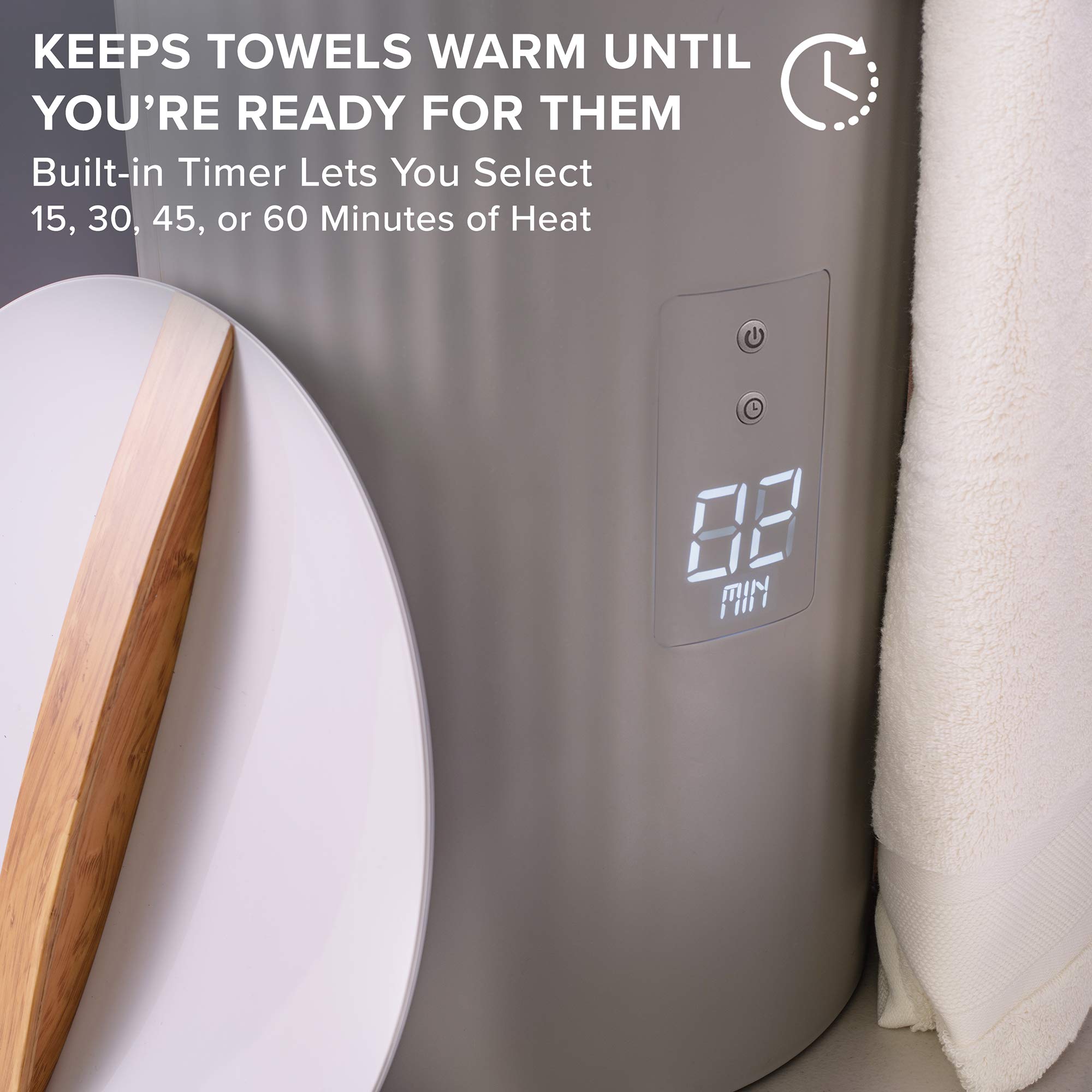 Live Fine Towel Warmer | Bucket Style Luxury Heater with LED Display, Adjustable Timer, Auto Shut-Off | Fits 40β x 70β Oversized Towel - Height 21.25 Inches and 12.9 Inches Wide