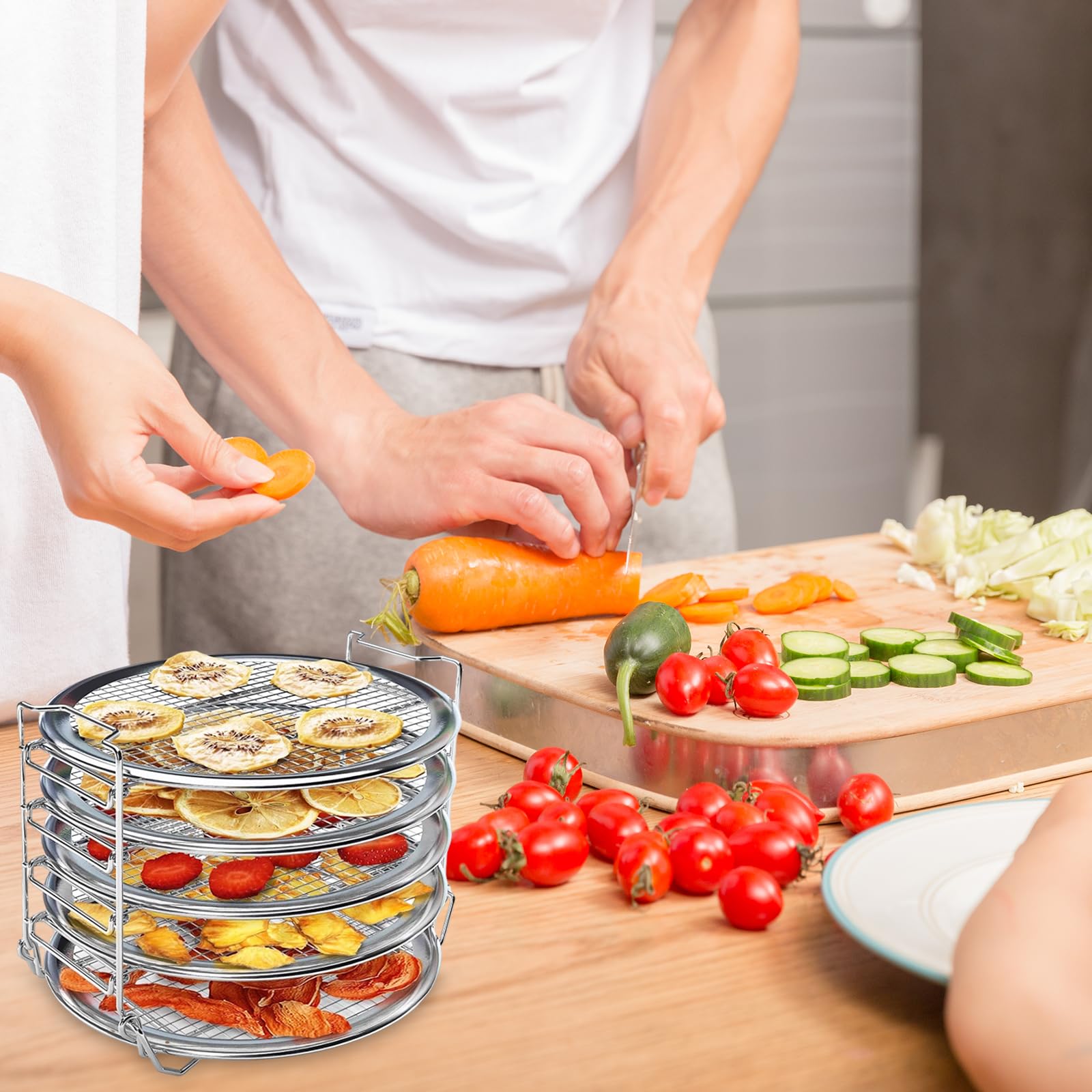GBACHOOSE Dehydrator Rack Stainless Steel Stand Accessories Compatible with Instant Pot 8 Qt Pressure Cooker and Air Fryer Rack, Stainless Steel Cooker Rack with Five Stackable Layers