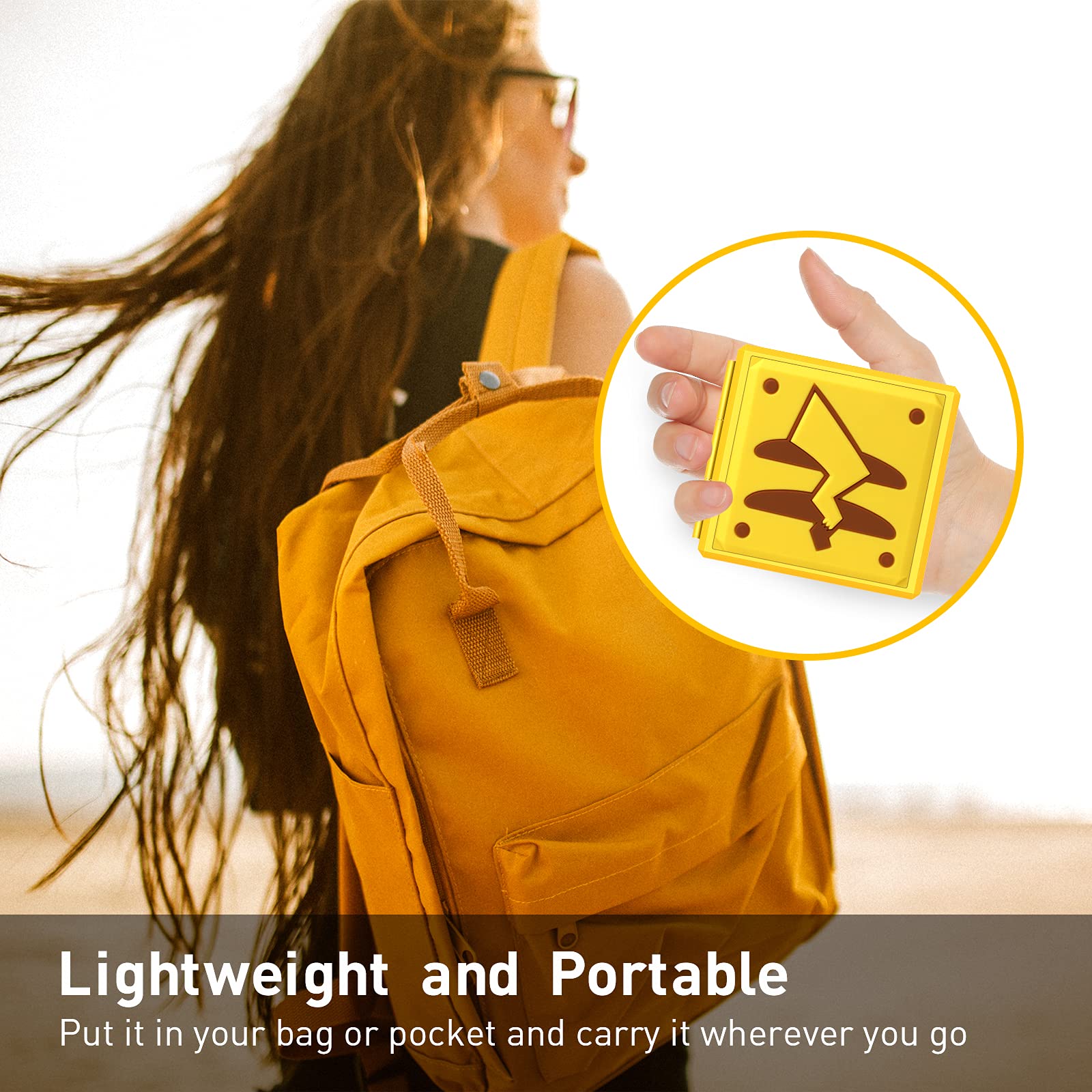 UFOPETIE 12 in 1 Game Card Case for Nintendo Switch Pikachu Switch Game Case for Nintendo Switch Game Storage,for Nintendo Switch Game Card Case Poke Tail-Thumb Grip 2PCS