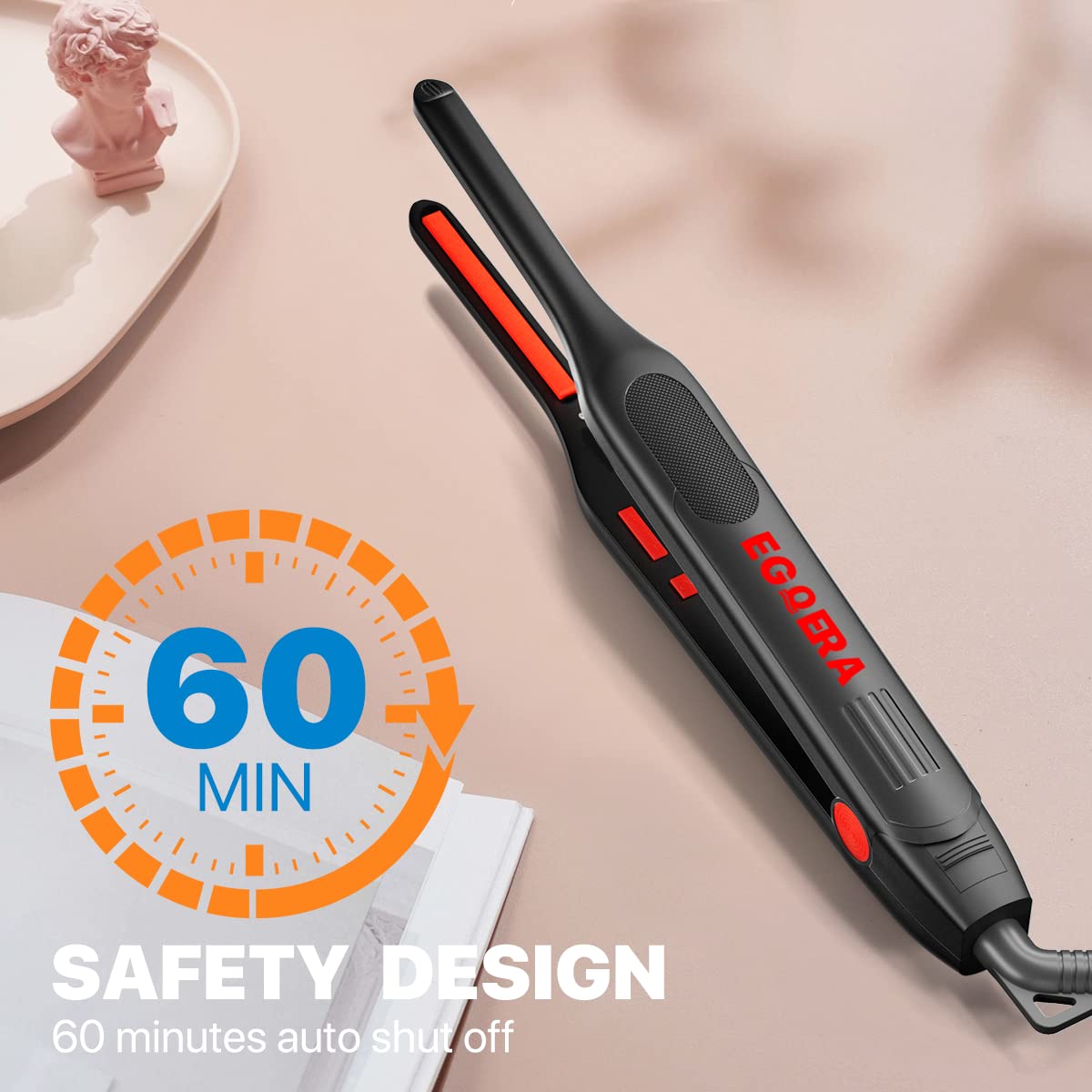 Mini Flat Iron, EGOERA Pro 2 in 1 Pencil Hair Straightener and Curler for Women Short Hair and Men Beard