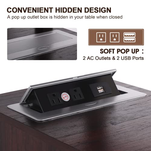 HIFYOBRO End Table with Wireless Charging Station Set of 2, Nightstand Set of 2, Side Table with Adjustable Storage Shelf for Bedroom, Living Room