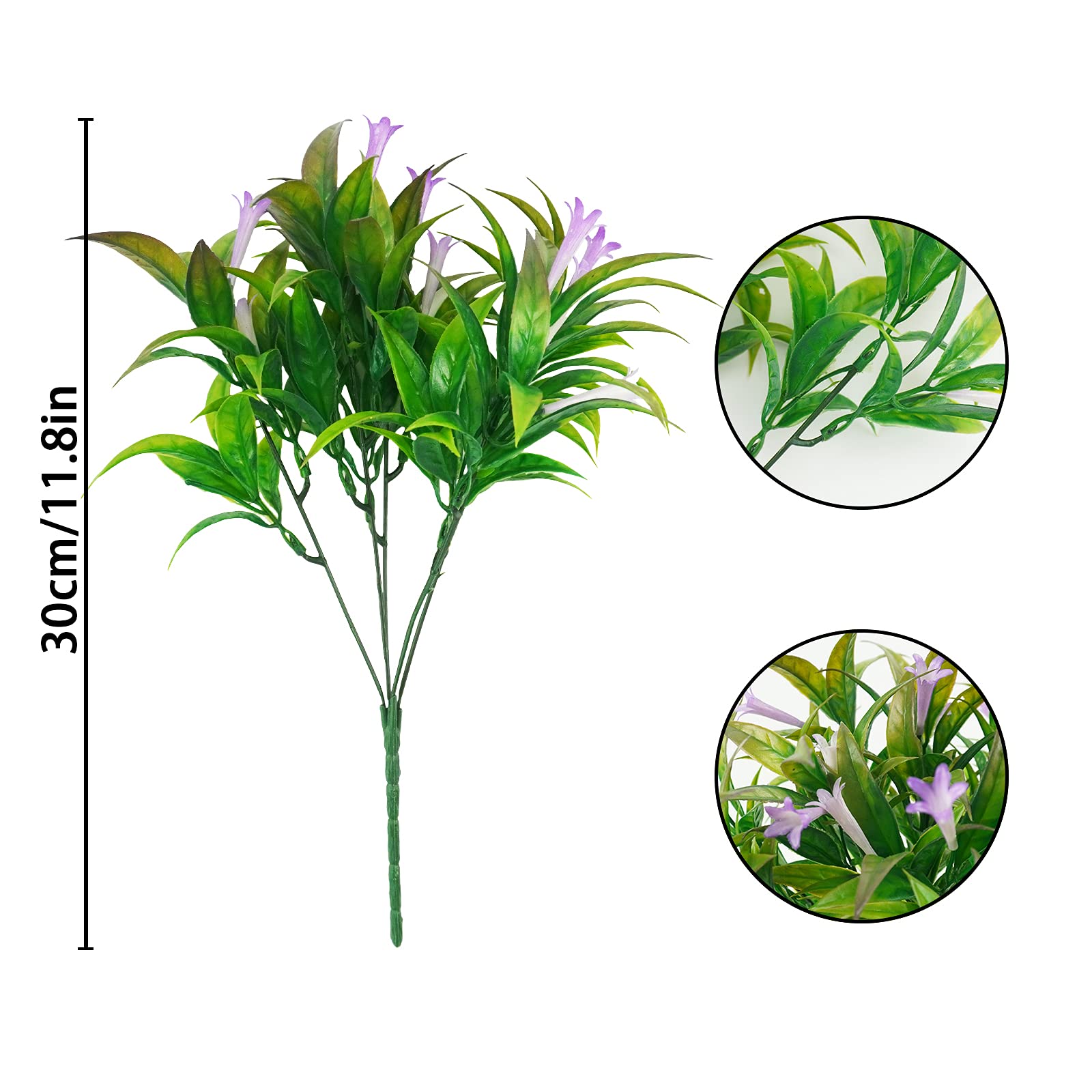 Uieke 6Pcs Outdoor Artificial Plants UV Resistant Fake Tropical Flowers Morning Glory Shrubs Greenery Plastic Plants Fall Leaves for Hanging Planter Garden Patio Sidewalk Thanksgiving Décor Purple