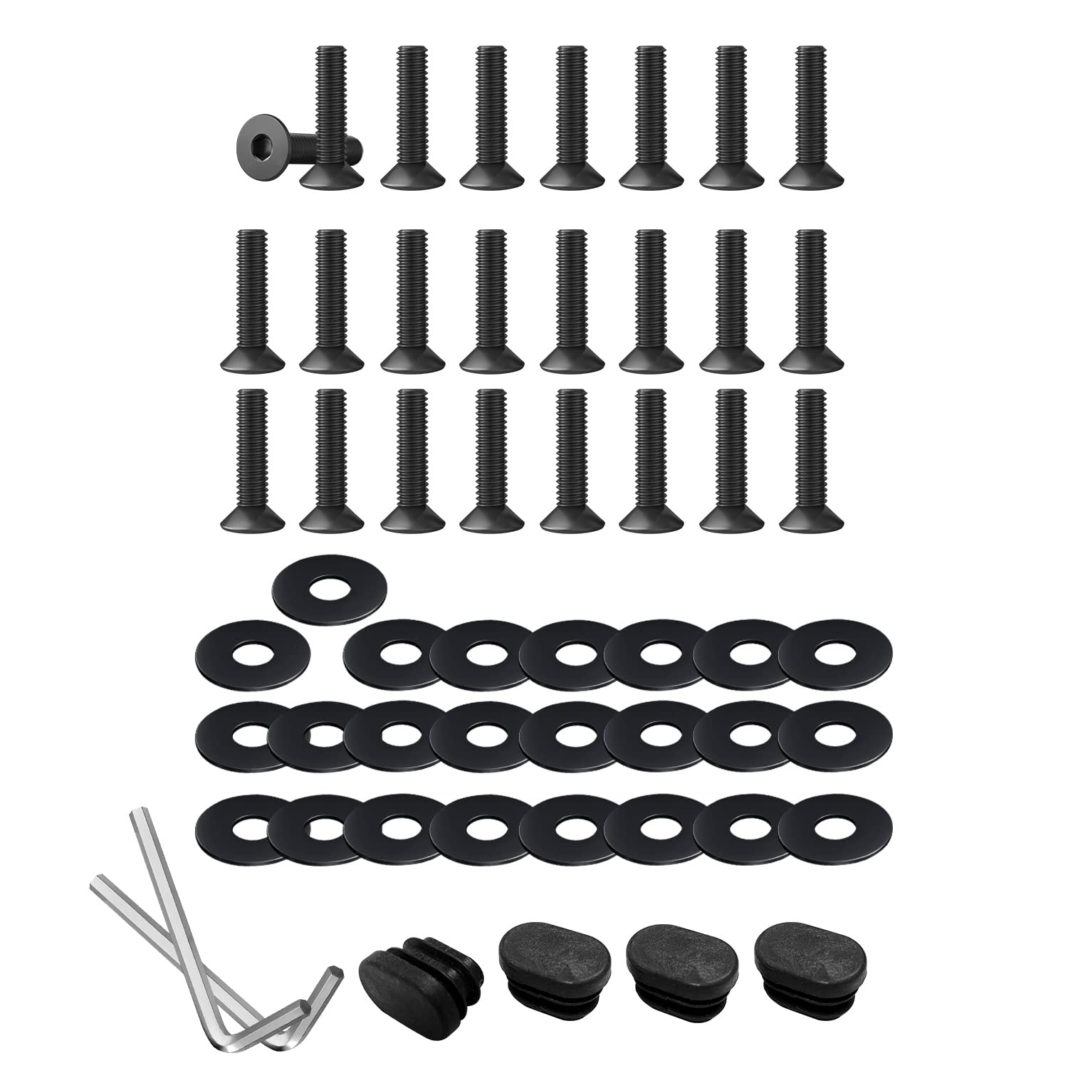 Flat Head Hexagon Screws, Not Easy to Slide, Easy to Operate, Full Thread, Black