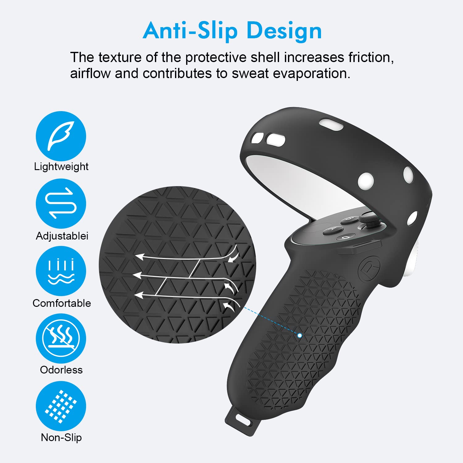 Relohas Accessories for Oculus Quest 2, VR Accessory Set for Meta Quest 2, Include Controller Grip Leather Cover, VR Shell Cover, Face Cover, Lens Coverr, Protect Your VR in All Aspects(Black)