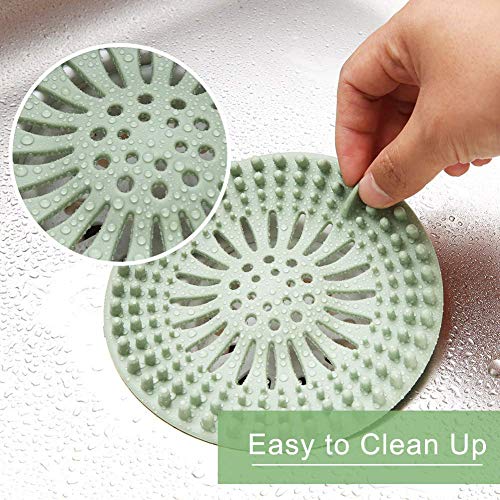 Emoly Silicone Hair Catcher Shower Drain Covers, Easy to Install and Clean Suit,Universal Rubber Sink Strainerfor Bathroom Bathtub and Kitchen (5 Pack)