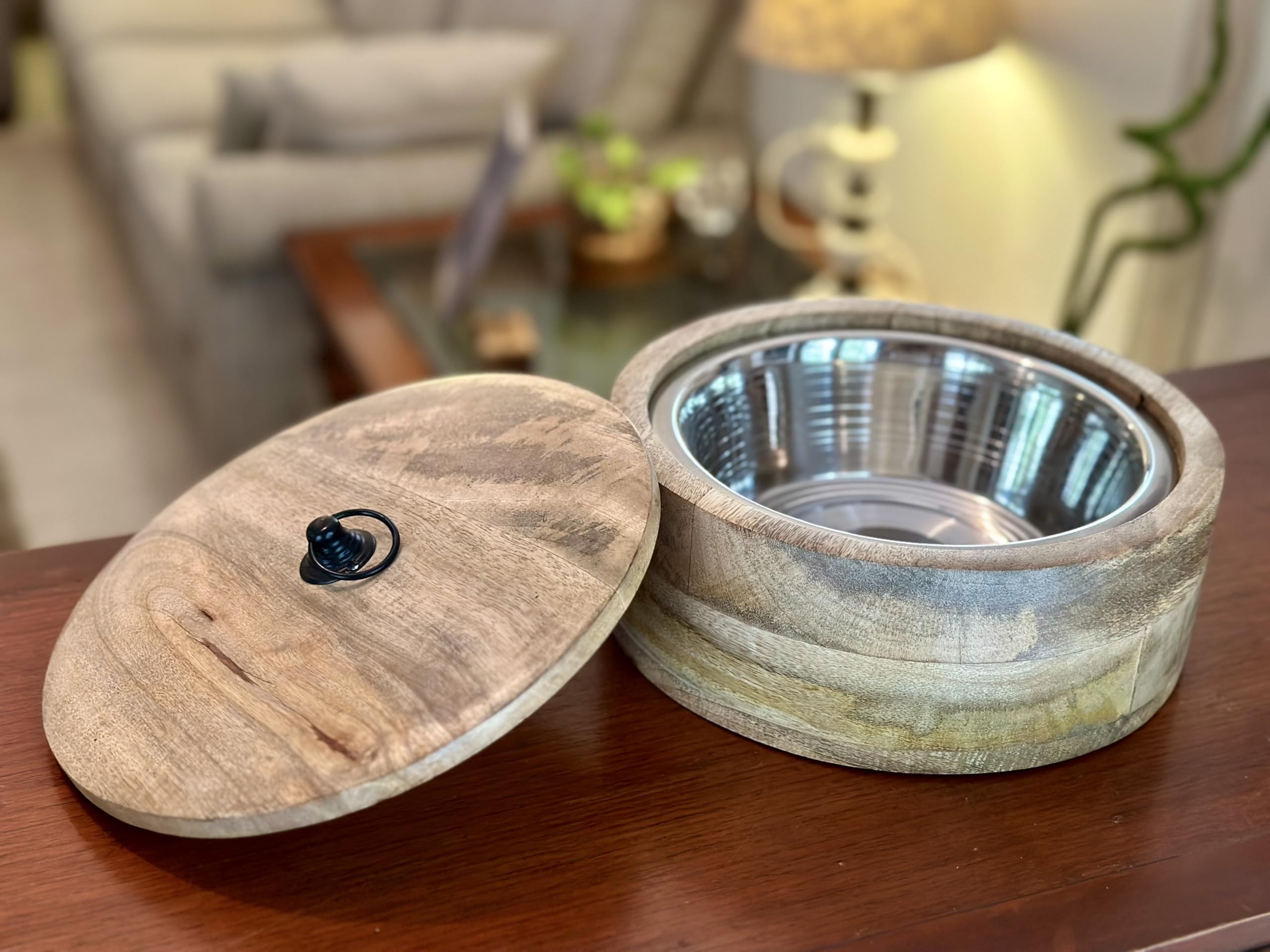 Handcrafted Wooden Mexican Tortilla Warmer Basket Chapati Roti Bread Holder Box Pancake Keeper Serveware Hot Pot Casserole Dish With Lid Home Kitchen Dining Decor, Natural Brown, 9 x 3.5 Inches