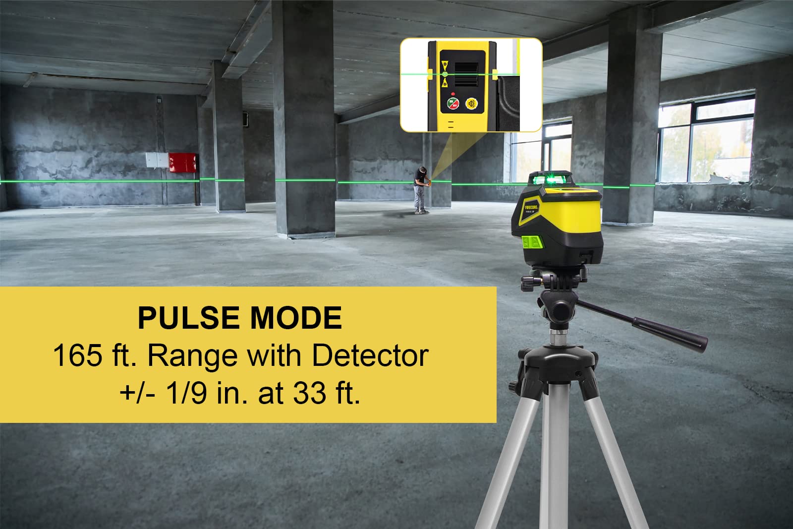 Firecore Green Laser Level Self Leveling 360 Degree Horizontal Cross Line Laser Level with Plumb Dots Laser Tool and Adjustable Brightness Technology - Magnetic Bracket Included (F191-XG-2P)