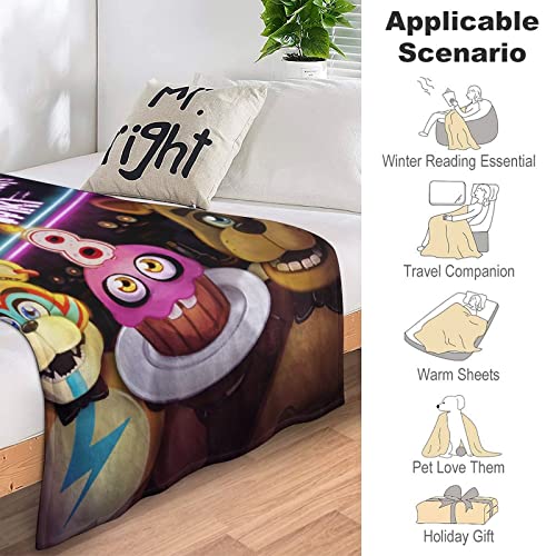 GIMCJOK Custom Five Horror Nights Video at Game Freddy's Throw Blanket, Flannel Fleece Halloween Blankets and Throws for All Seasons, Anti-Static Air Conditioned Blanket 40"x50"