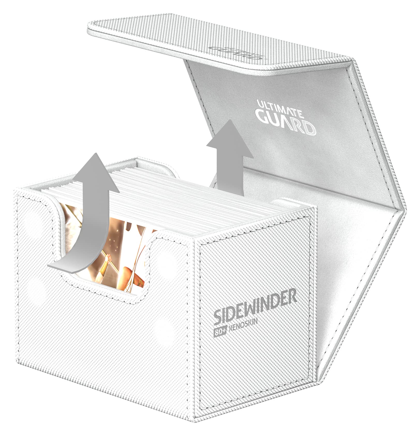 Ultimate Guard Sidewinder 80+, Deck Box for 80 Double-Sleeved TCG Cards, White, Magnetic Closure & Microfiber Inner Lining for Secure Storage