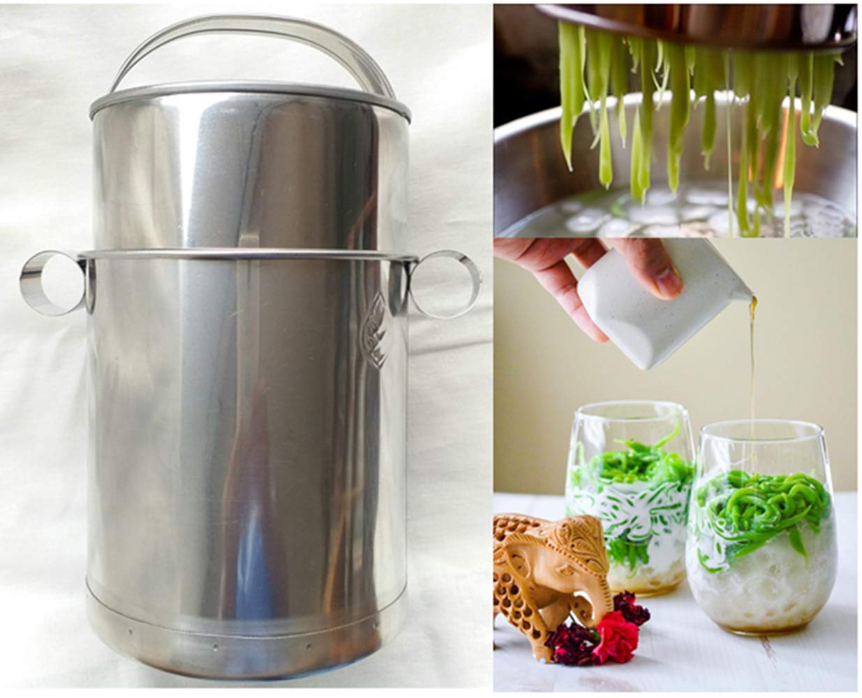 Lod Chong Singapore Thai Cookware Sruut Cendol Maker Traditional Coconut Milk Dessert And Noodles Stainless 5" x 7.5"