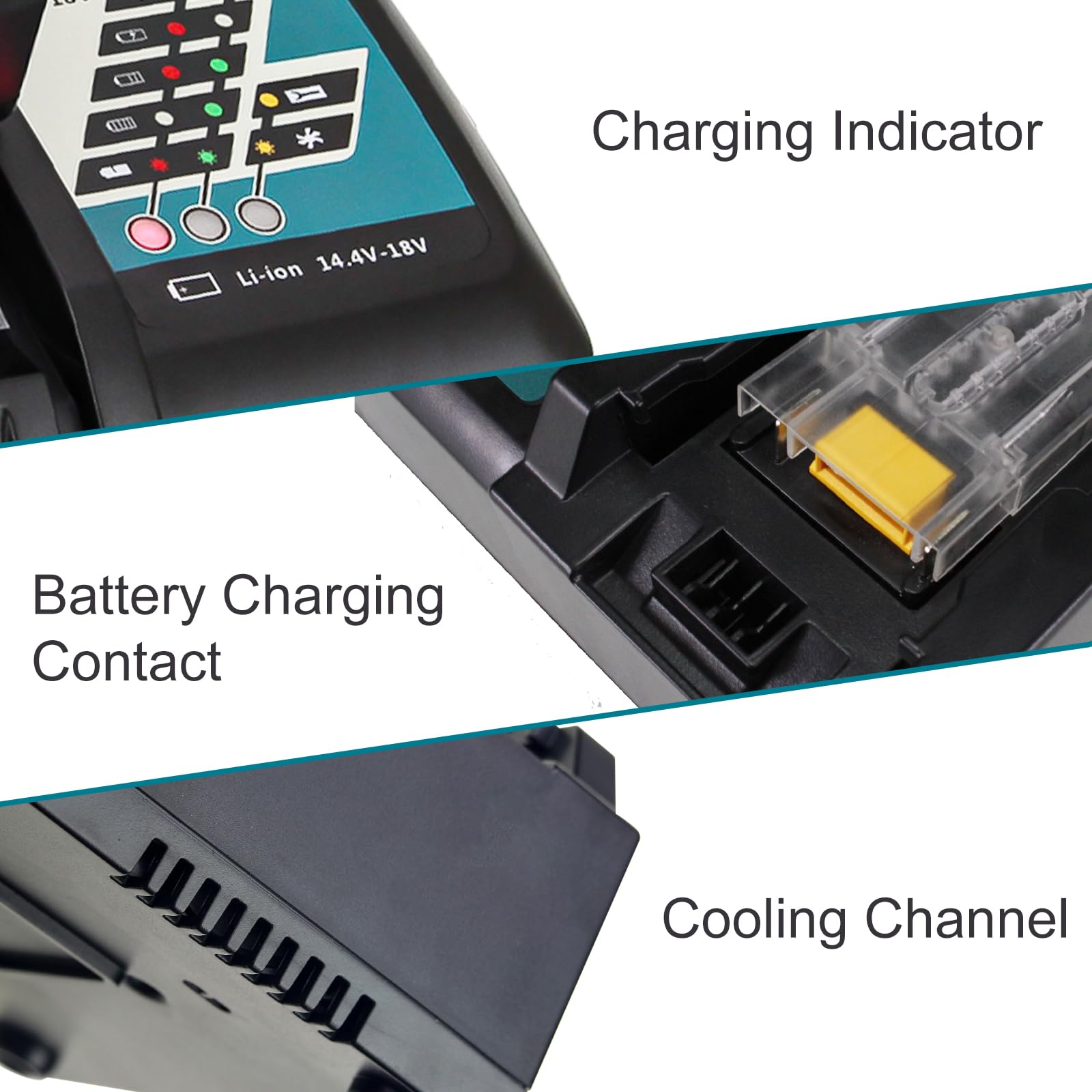 DC18RC Rapid Charger Compatible with Makita 14.4V 18V Battery Lithium-Ion BL1415 BL1430 BL1815 BL1820B BL1830B BL1840B BL1850B BL1860B 7A Replacement for Makita Lithium-Ion Batteries(Black)