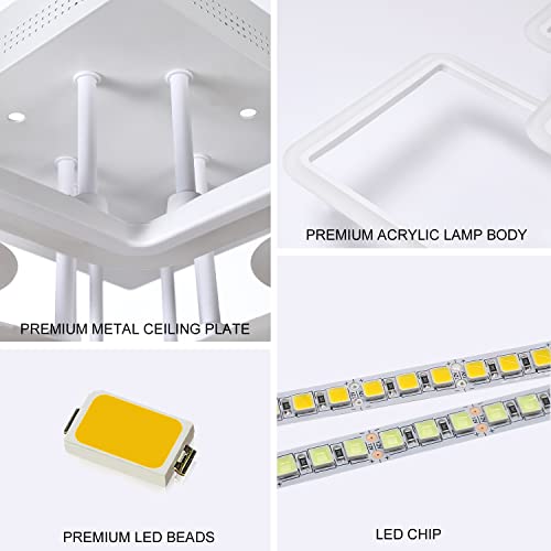 JULINSHUN Modern LED Ceiling Light,95W Remote Control Dimmable Ceiling Lamps,6 Rings White Modern LED Ceiling Light for Living Room, Bedroom, Study, Office