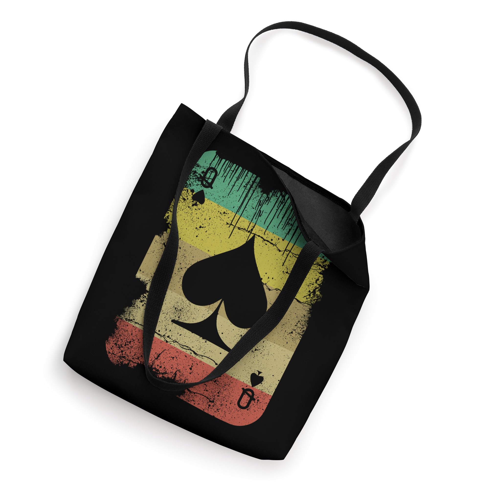 Retro Poker Texas Hold'Em Queen Of Spades - Vintage Poker Tote Bag