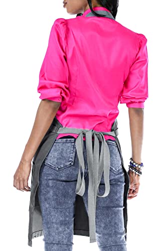 Under NY Sky Chef Apron β Professional Gray Twill β Cotton Straps - Smart Pockets - Adjustable for Men and Women β Pro Chef, Cook, Kitchen, Baker, Barista, Bartender, Server Aprons