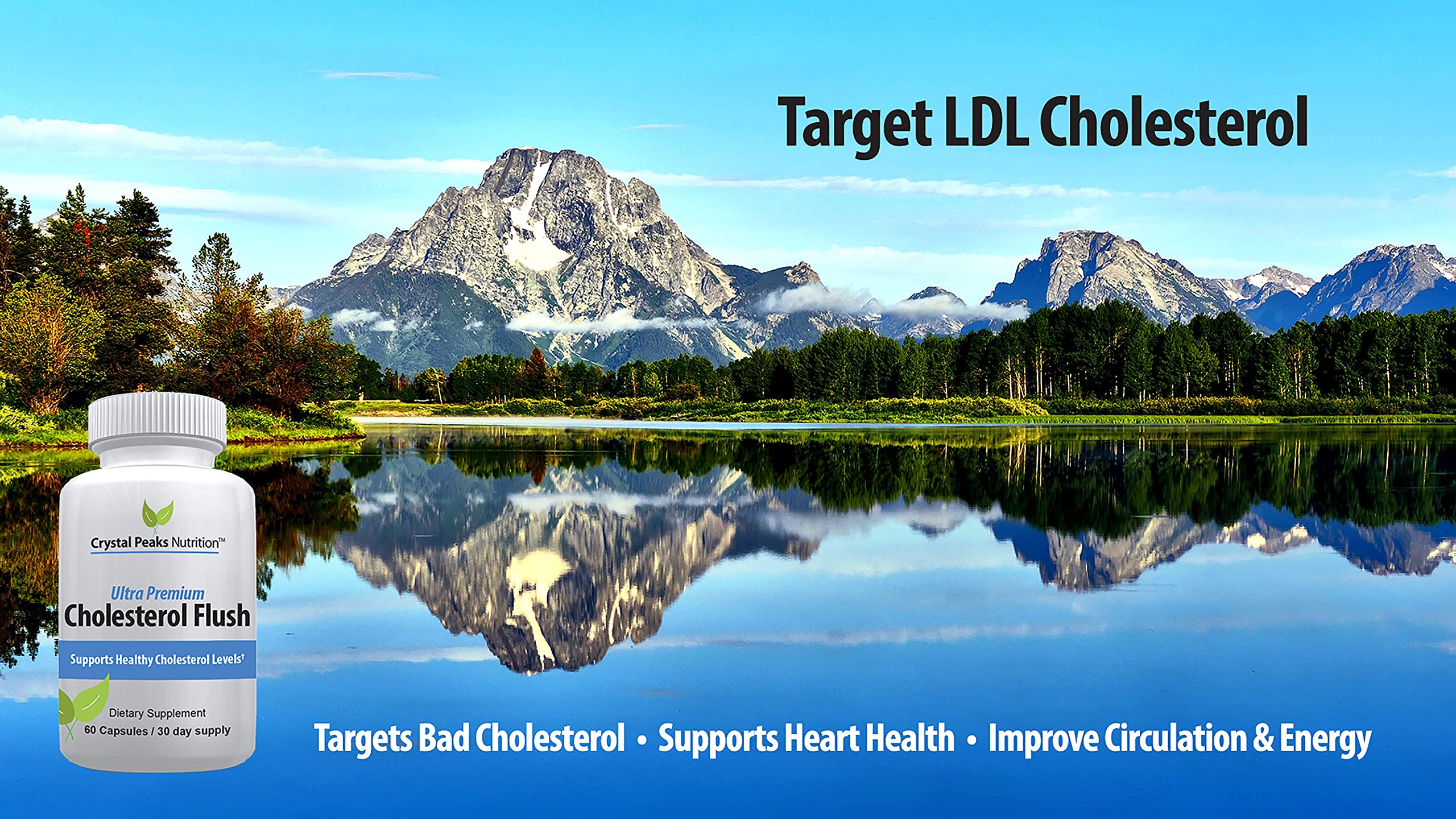 CRYSTAL PEAKS NUTRITION Cholesterol Supplement - All-Natural Ingredients to Support Normal HDL and LDL Colesterol Levels. Supports Optimal Circulation. 60 Capsules